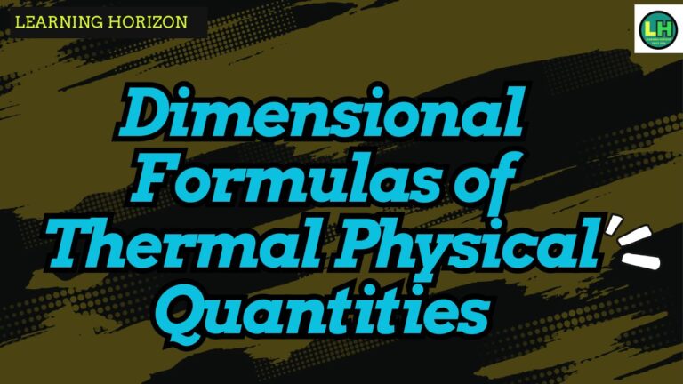 Dimensional Formula Table : class 11 best notes